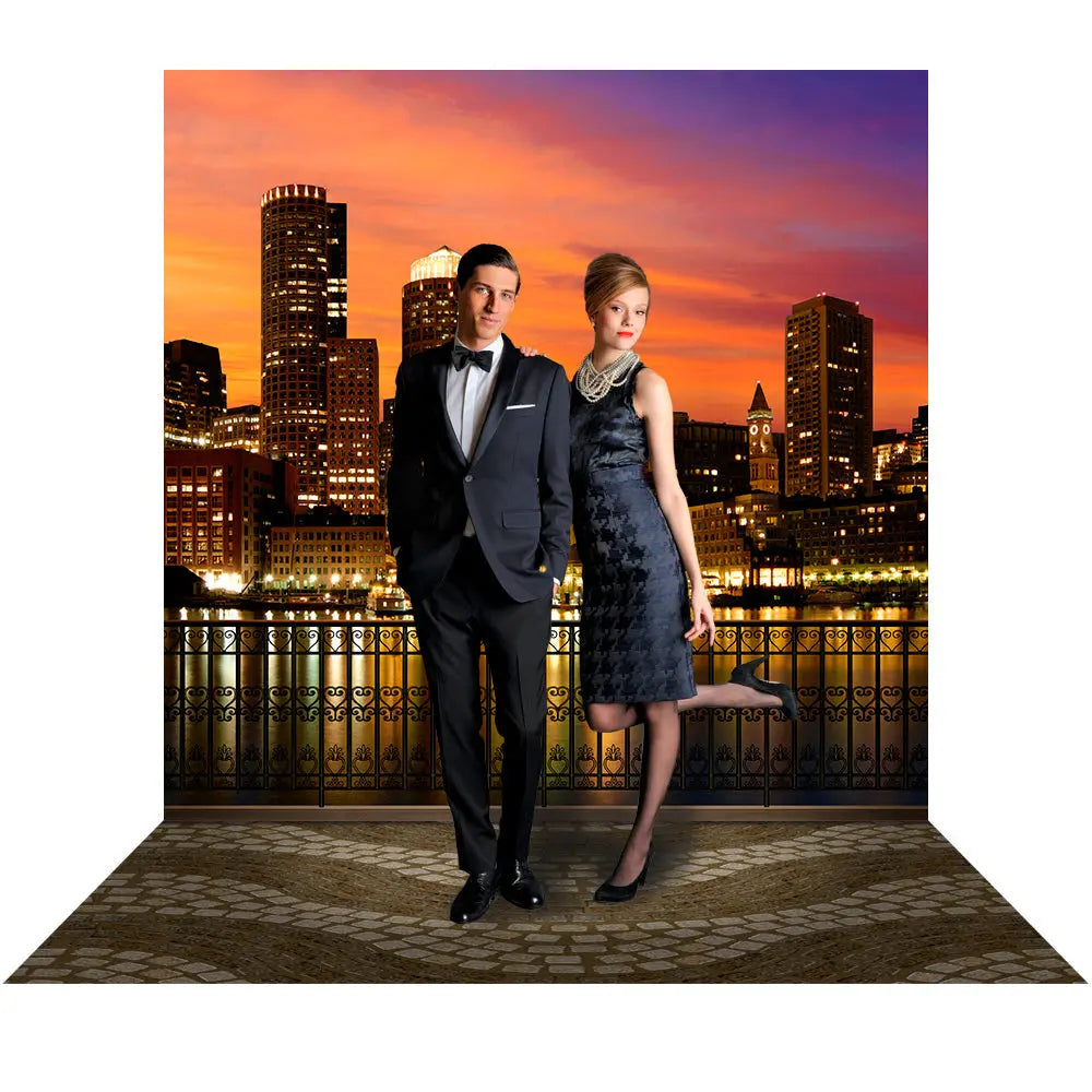 Boston City Skyline Photography Backdrop