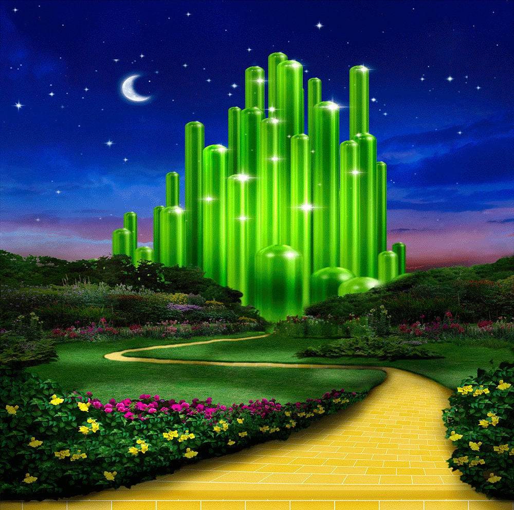 Wizard of Oz Photo Backdrop at night with a yellow brick road. – Alba ...